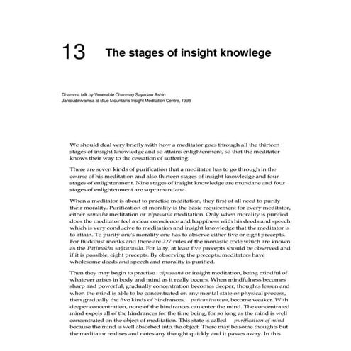 13 the stages of insight knowledge | PDF