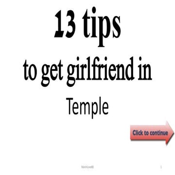 13 tips to get girlfriend in temple | PPTX