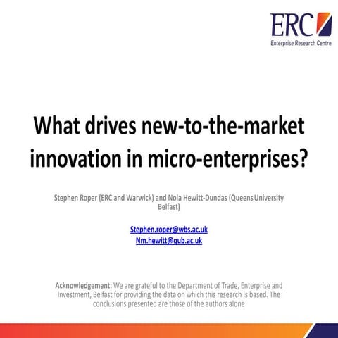 What drives new-to-the- market- innovation in micro-enterprises. | PPT