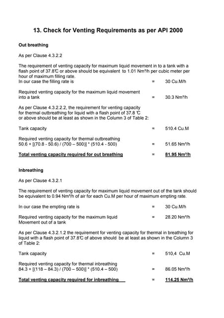 Design Calculations of Venting in Atmospheric and Low-pressure Storage ...