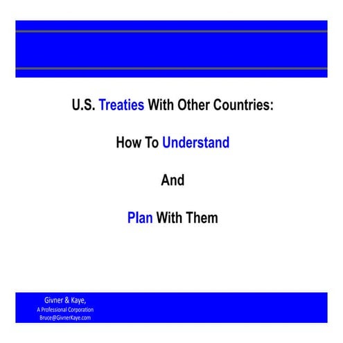 14 06-19 U.S. Treaties - How To Understand And Plan With Them | PDF