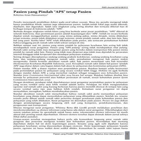 Pasien yang Pindah "APS" tetap Pasien | PDF