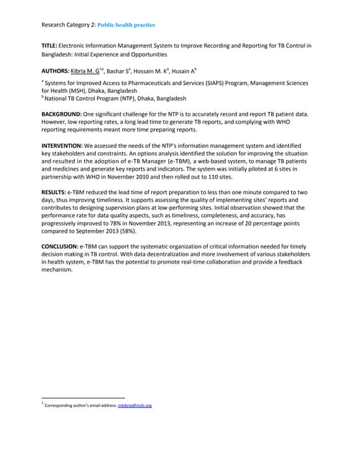 Bangladesh e-TB Manager updates-Nov 2016 | PPT