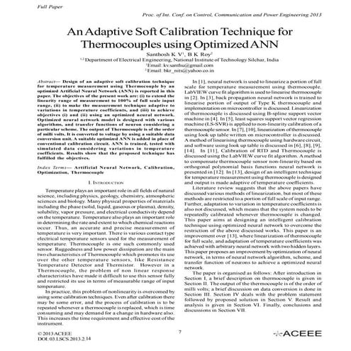 An Adaptive Soft Calibration Technique for Thermocouples using Optimized ANN | PDF