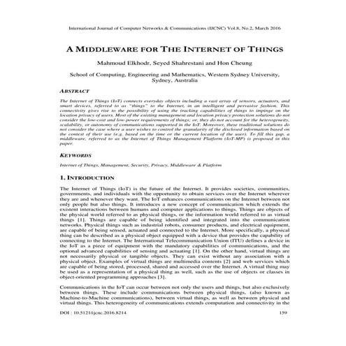 A Middleware For The Internet Of Things Pdf