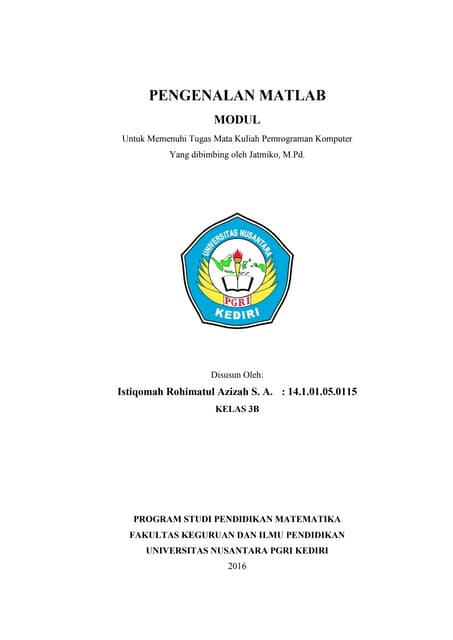 Modul 1 pengenalan matlab | PDF