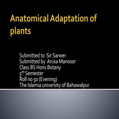 Anatomical Adaptation of plants | PPTX