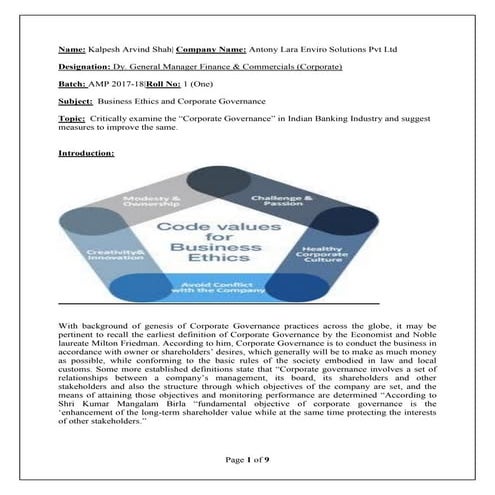 business ethics and corporate governance | PDF
