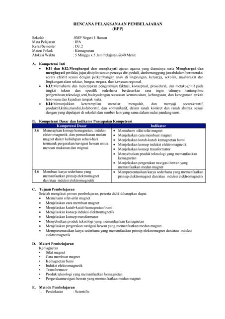 RPP IPA KELAS 7 SMP Bab 5.kalor dan perpindahannya | PDF