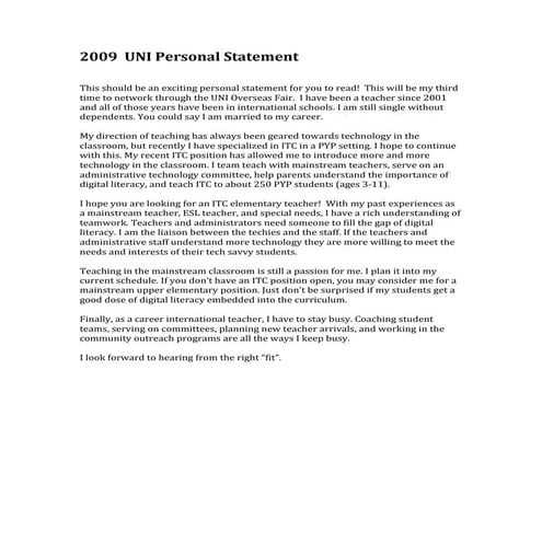 2009 uni.personalstatement | PDF | Education industry | Industries