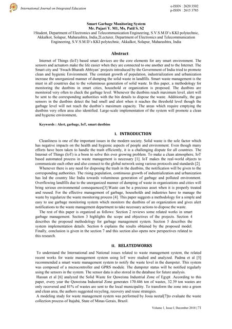 Smart Garbage Monitoring System | PDF Smart Garbage Monitoring System | PDF