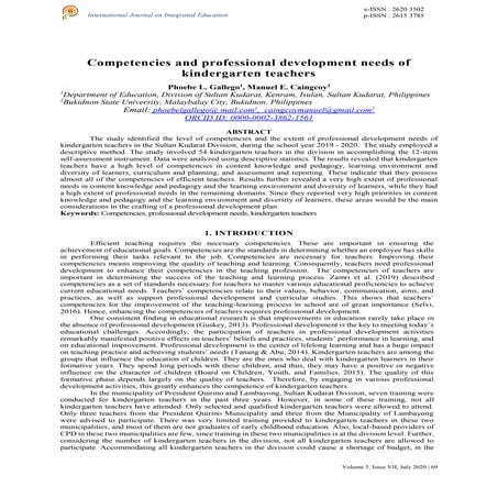 Competencies and professional development needs of kindergarten ...