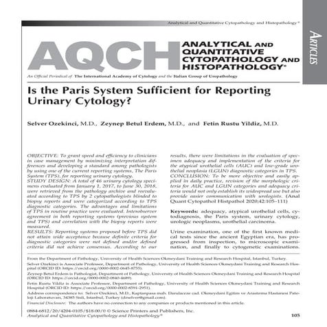 Is the Paris System Sufficient for Reporting Urinary Cytology? | PDF