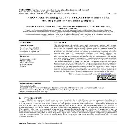 Pro Vas Utilizing Ar And Vslam For Mobile Apps Development In Visualizing Objects Pdf