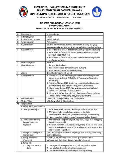 Contoh lembar instrumen evaluasi bkp | PDF