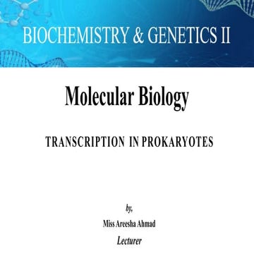 DPT - Biochemistry & Genetics - II (Molecular Biology) Transcription in ...