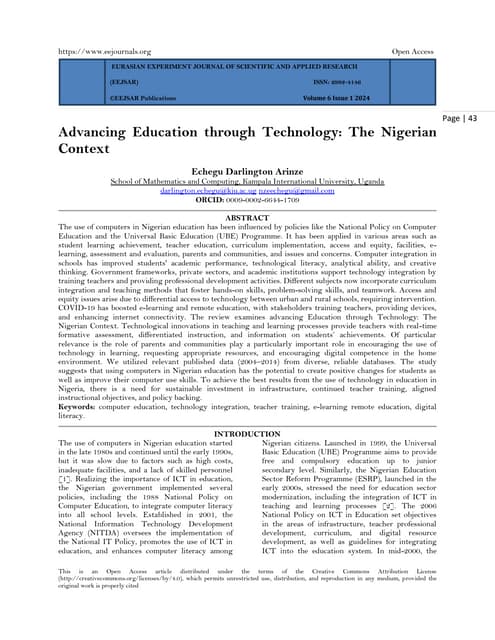 Utilization of digital technology tools for instructional delivery in Federal College of ...