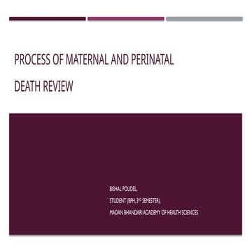 Process of Maternal and Perinatal Death Surveillance an Review in Nepal ...