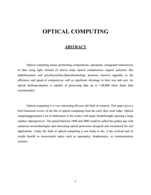 optical computers | PPT