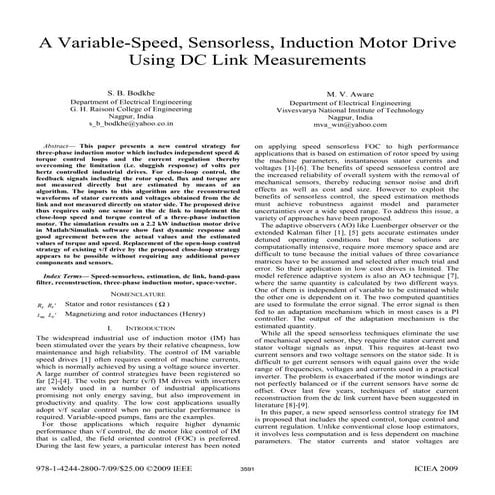 14 A Variable Speed Sensorless Induction Motor Drive Pdf 2347