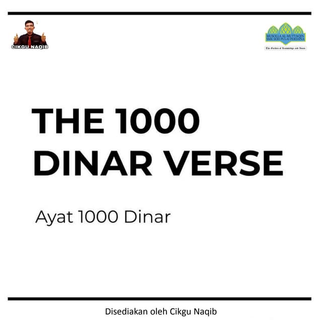Ayat 1000 Dinar (The 1000 Dinar verse) . | PDF