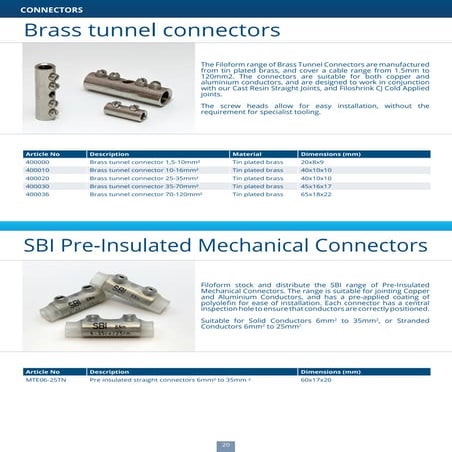 Brass tunnel connectors | PDF