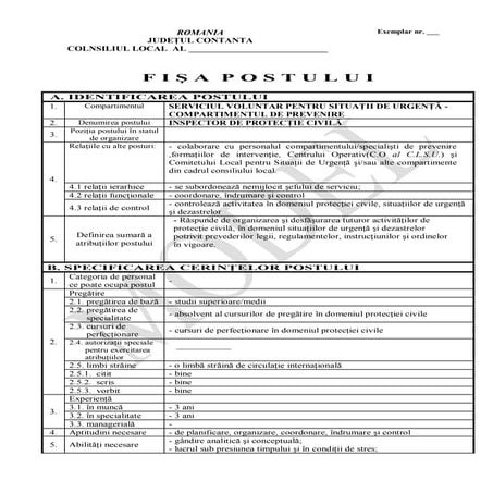 Fisa-postului ins. .pr .civ-.-model | PDF | Free Download