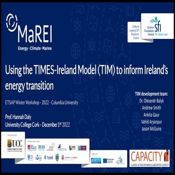 Using the TIMES-Ireland Model (TIM) to understand Ireland's Carbon ...