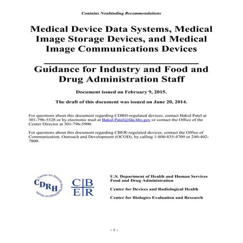 FDA Medical Device Guidance | PDF