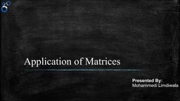Application of matrices in real life | PDF