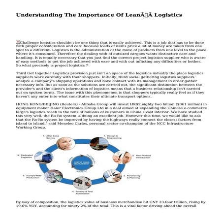 Understanding The Importance Of Lean Logistics | PDF | Logistics and Transportation Industry ...