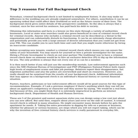 Top 3 reasons For Fail Background Check | PDF | Resume Writing and ...