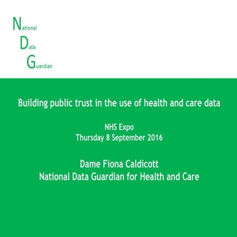 Building public trust in the use of health and care data | PPTX