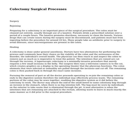 Colectomy Surgical Processes | PDF