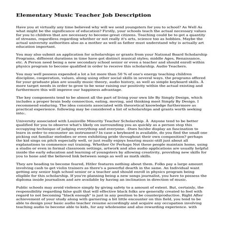 Elementary Music Teacher Job Description | PDF