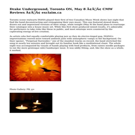 Drake Underground, Toronto ON, May 8 • CMW Reviews • exclaim.ca