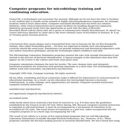 Computer programs for microbiology training and continuing education. | PDF