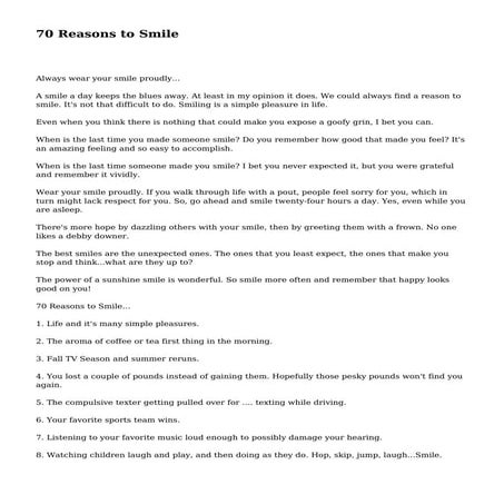 70 Reasons to Smile | PDF