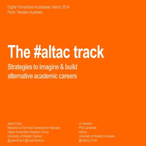 The #altac track: Strategies to imagine and build alternative academic ...
