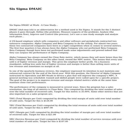 Six Sigma DMAIC | PDF | Business Accounting & Finance | Business