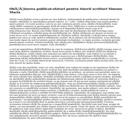 Obținerea publicat:sfaturi pentru tinerii scriitori Simone Maria | PDF