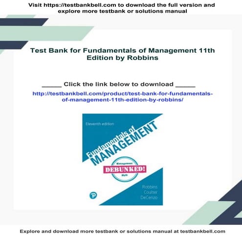 Test Bank for Fundamentals of Management 11th Edition by Robbins | PDF