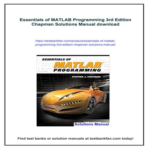 Essentials of MATLAB Programming 3rd Edition Chapman Solutions Manual | PDF