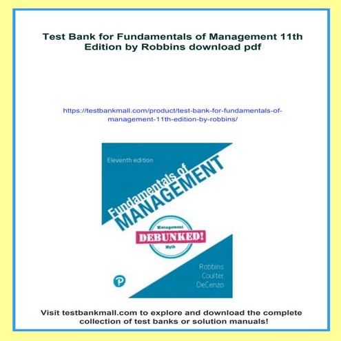 Test Bank for Fundamentals of Management 11th Edition by Robbins | PDF