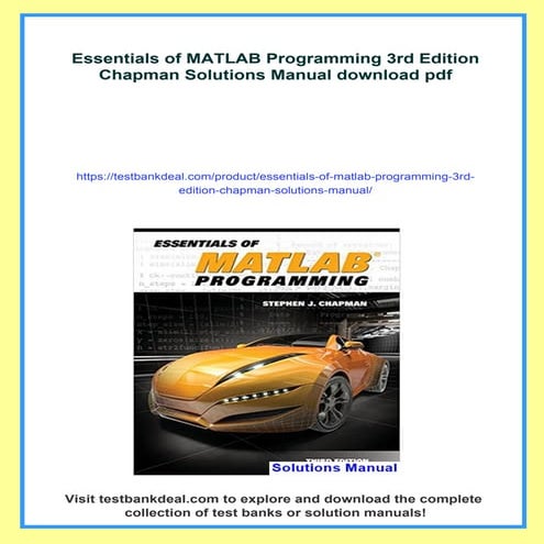 Essentials of MATLAB Programming 3rd Edition Chapman Solutions Manual | PDF