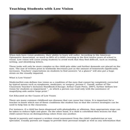 Teaching Students with Low Vision | PDF