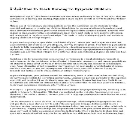 How To Teach Drawing To Dyspraxic Children | PDF