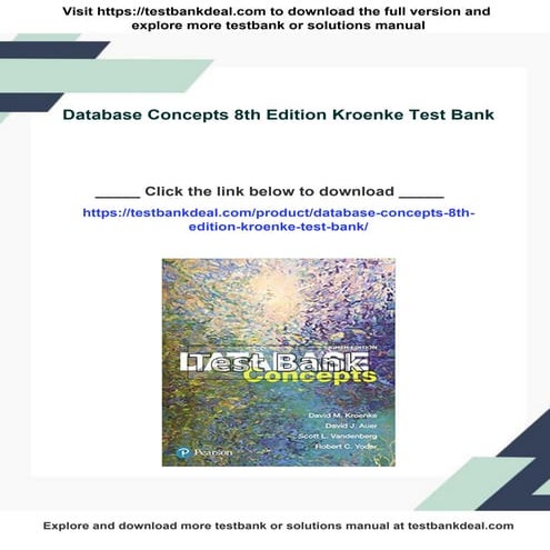 Database Concepts 8th Edition Kroenke Test Bank | PDF