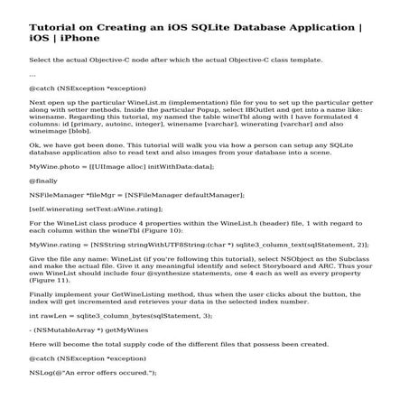 Tutorial On Creating An Ios Sqlite Database Application Ios Iphone Pdf 