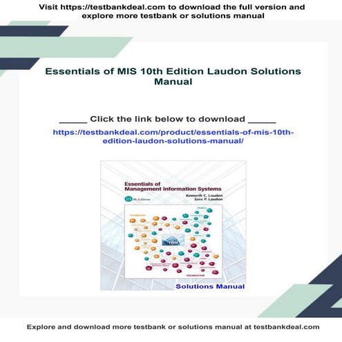 Essentials of MIS 10th Edition Laudon Solutions Manual | PDF